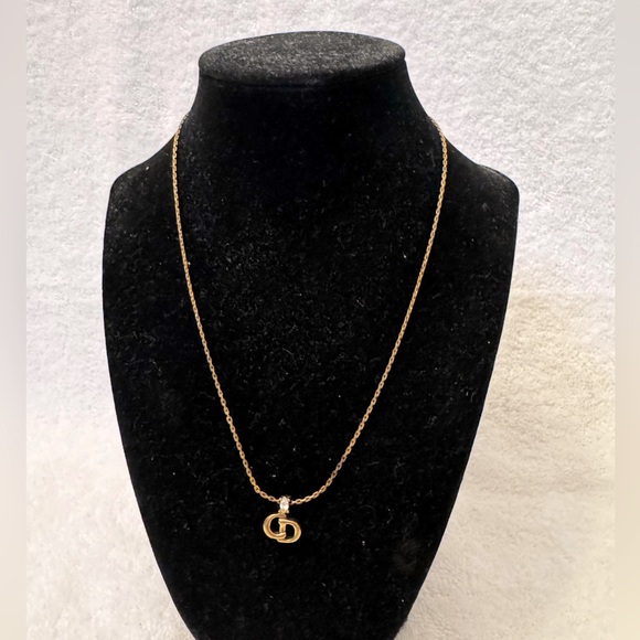 Dior | Jewelry | Christian Dior Rhinestone Cd Logo Gold Plated Necklace ...